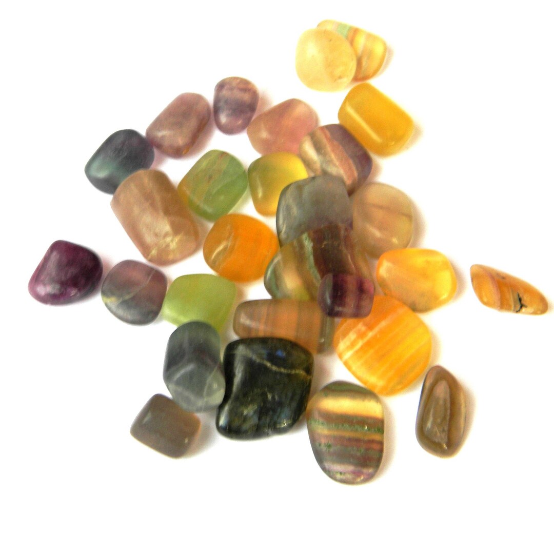 FLUORITE TUMBLED STONES multi Colored Fluorite One Ounce Fluorite - Etsy