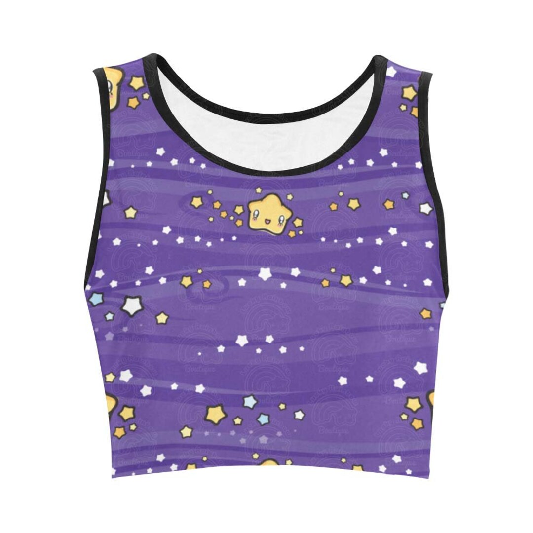 Purple Stars Crop Tank Top, All Over Star Print Shirt, Decora Kei ...