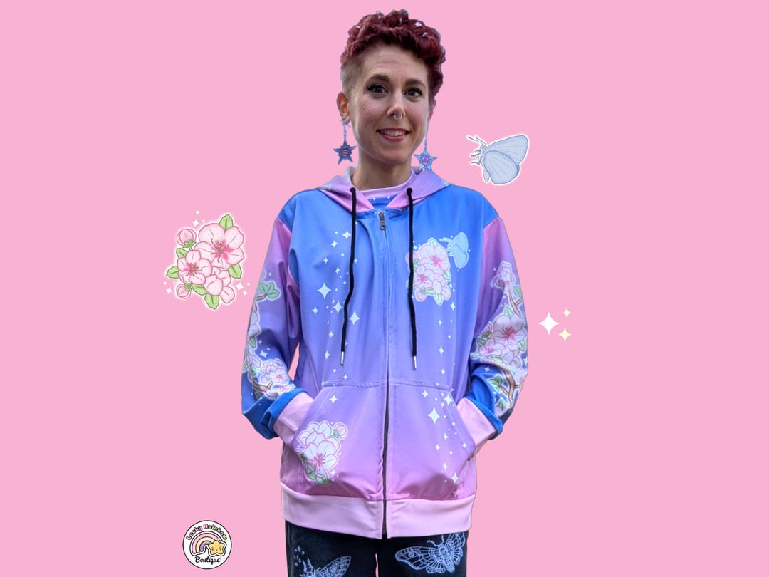 Kawaii Jackalope Zipper Hoodie, Pastel Goth Clothing Bunny, Saura ...