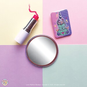 Cute Pocket Mirror & Badge Set, Halloween Accessories, Kawaii Make-up ...