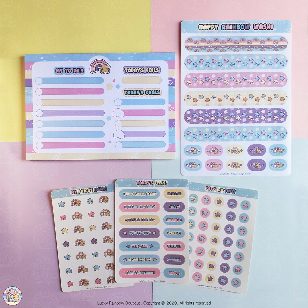 Rainbow Planner Notepad A5, Kawaii Rainbow To-do List Stationary ...