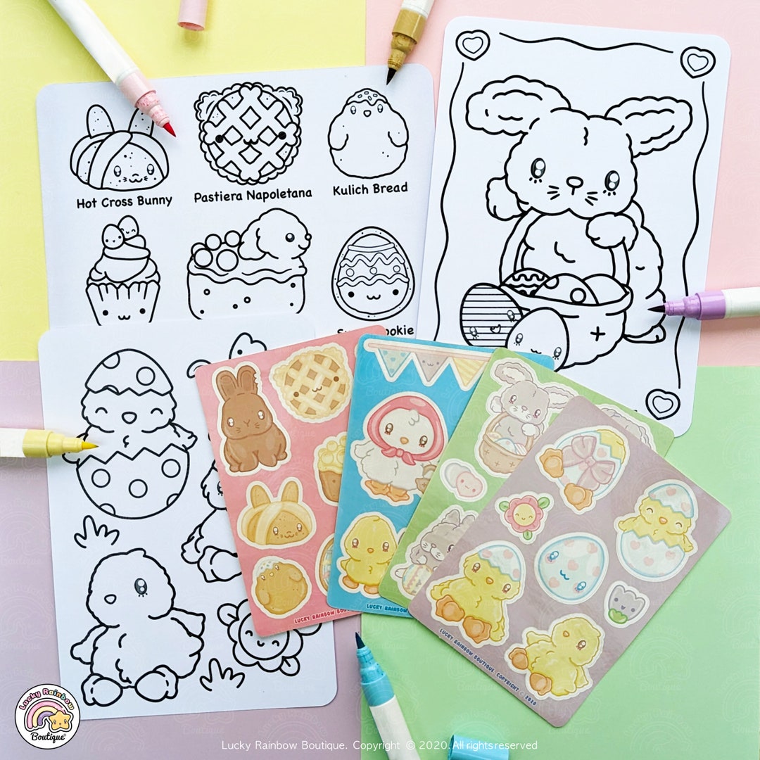 Kawaii Animals Coloring Pages, Cute Animal Colouring Sheets Set ...