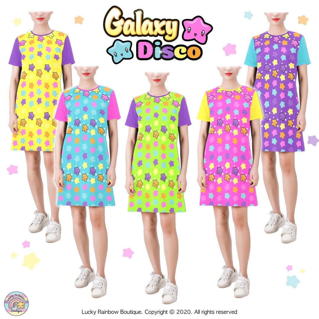 Kawaii Rainbow Stars Tshirt Dress, Star Print Oversized Shirt, Kidcore ...