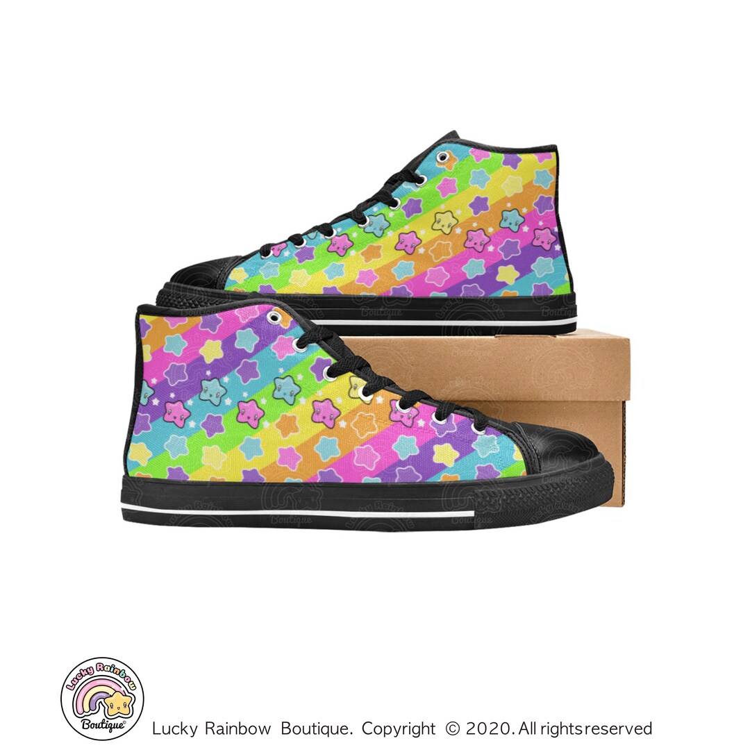 Rainbow Star High Top Sneakers, Custom Shoes for Kids, Kawaii Clothes ...