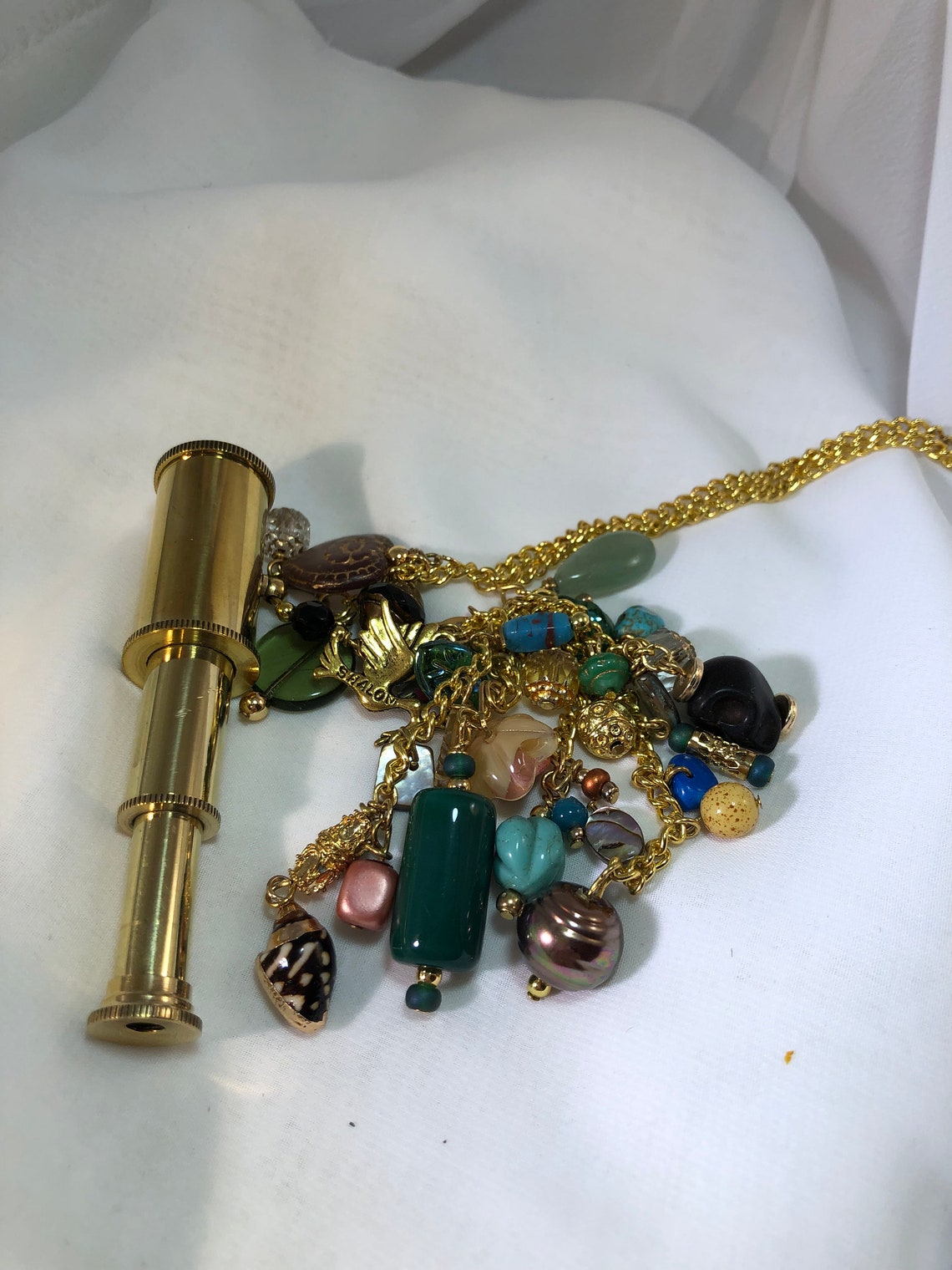 Pirate's Treasure Amulet Tassel Necklace With Working Mini Nautical ...