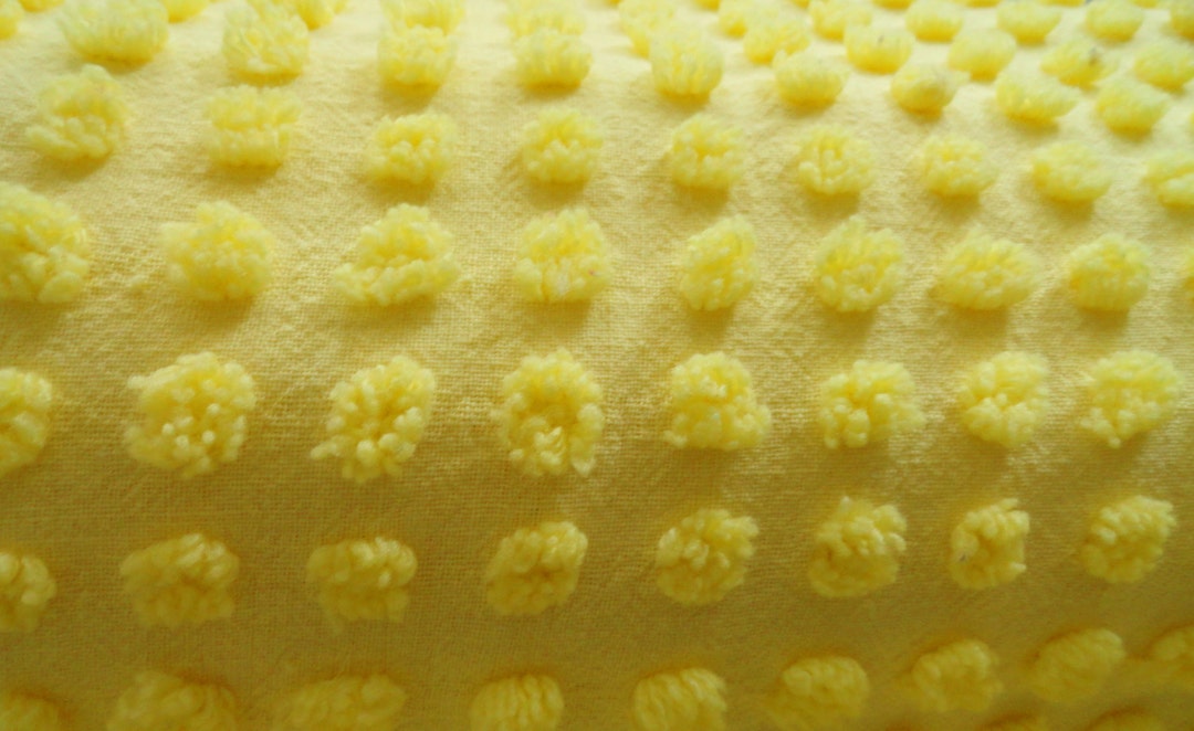 Yellow Morgan Jones Popcorn Chenille Vintage Bedspread Fabric...12 X 18 ...