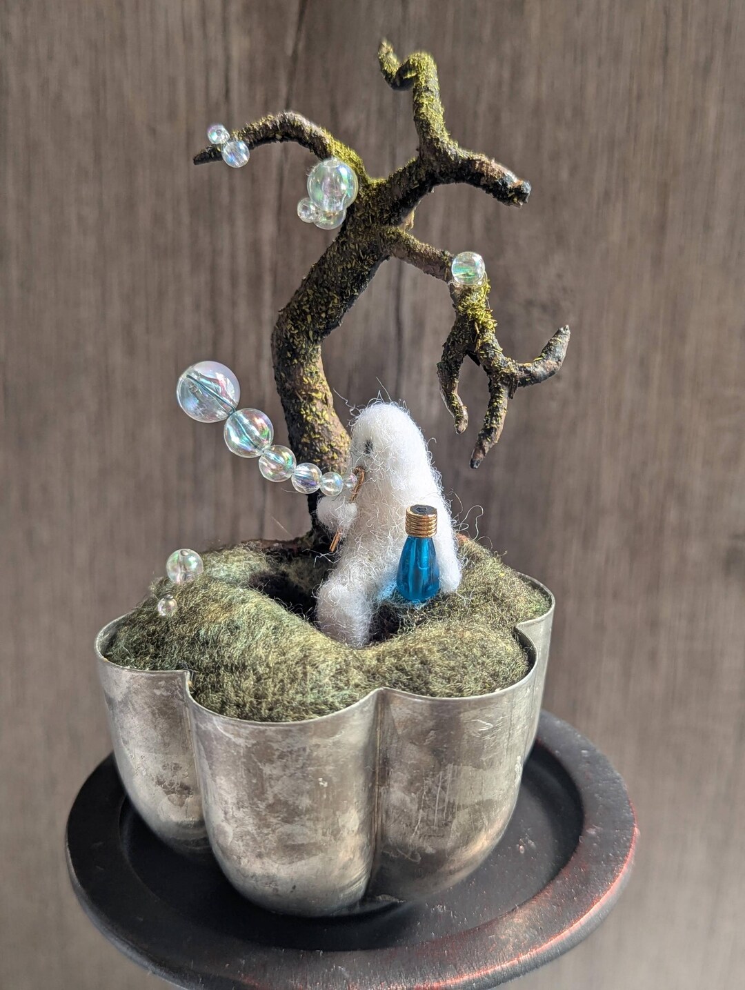 Needle Felted Halloween Ghost Blowing Bubbles From a Grave - Etsy