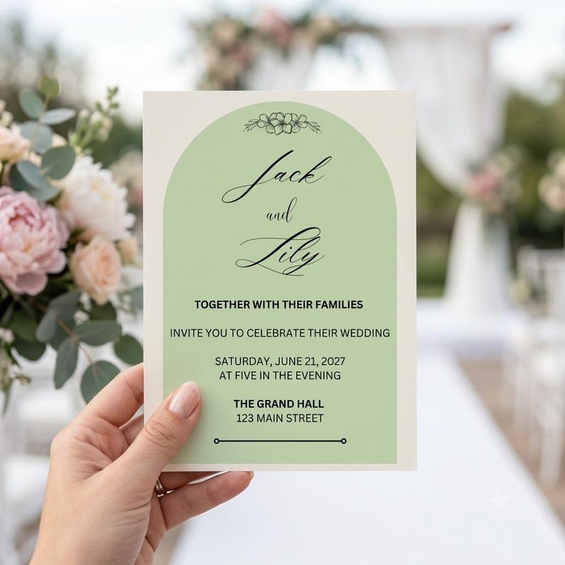 Sage Green Arch Wedding Invitation Suite | Minimalist Wedding ...