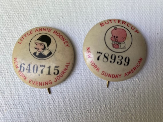 1930's Cartoon Pin Back Set Of 6, Little Annie Rooney… - Gem