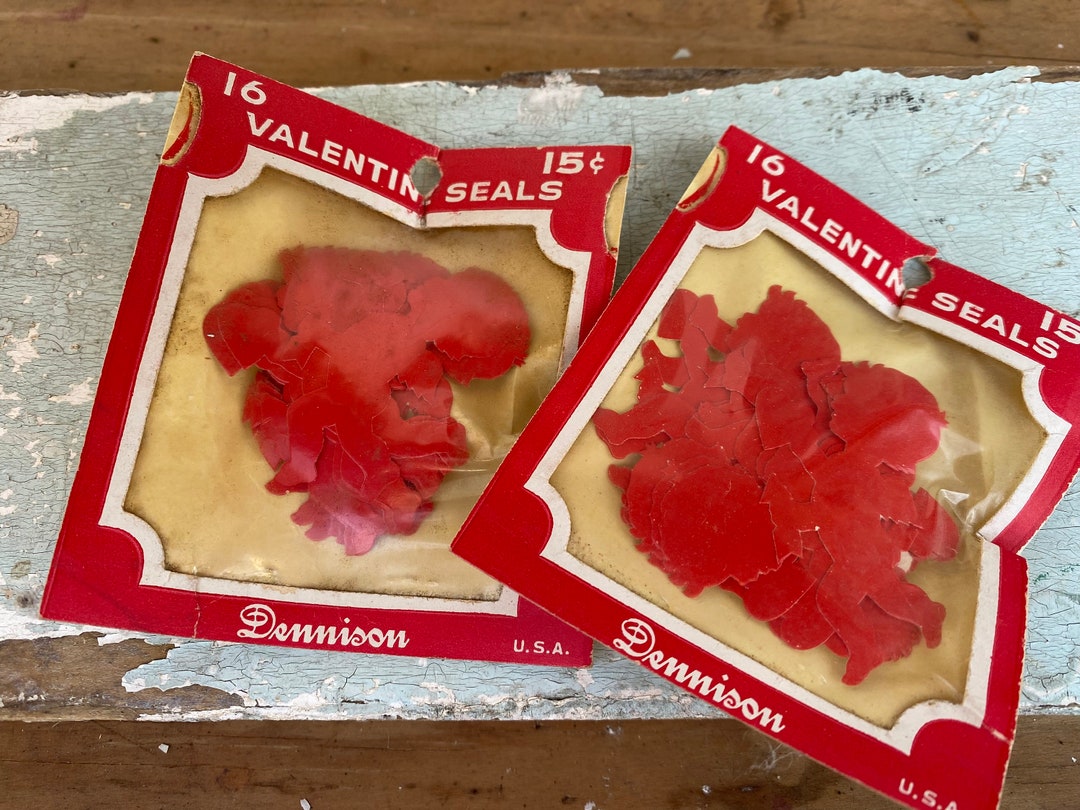 Vintage Valentine's Cherub Stickers, Dennison Gummed Labels, Red Cherub ...