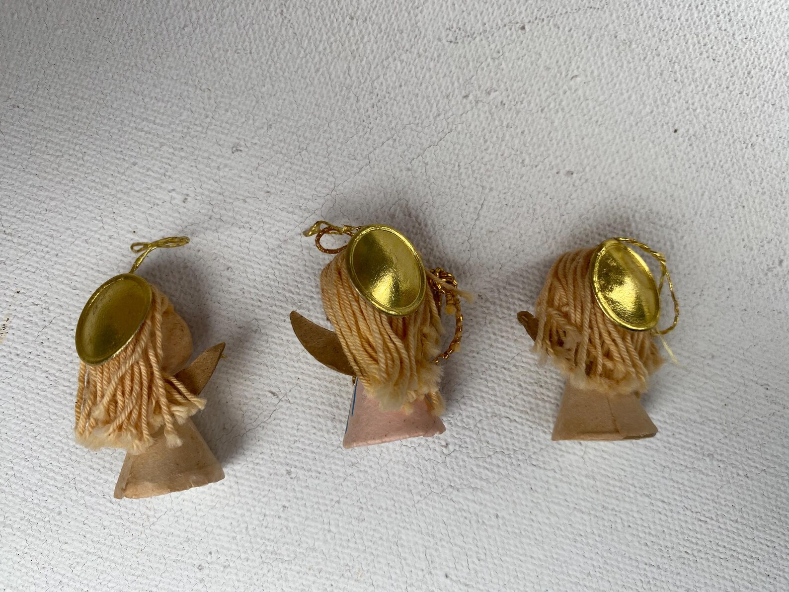 Vintage Wood Angel Figures, Shabby Christmas Cone Angels With Gold Cord ...