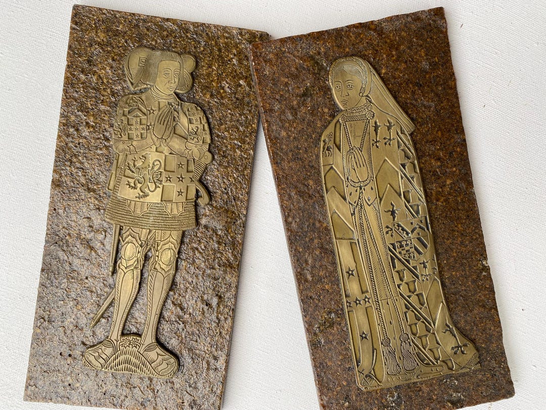Vintage Brass Rubbing Plates Wall Hanging Set, Lady Elizabeth Verney ...