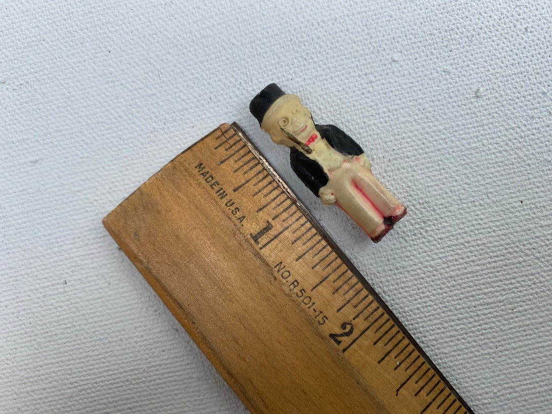 Antique Mini Man With Top Hat and Monocle, Black Suit With Red Bow Tie ...