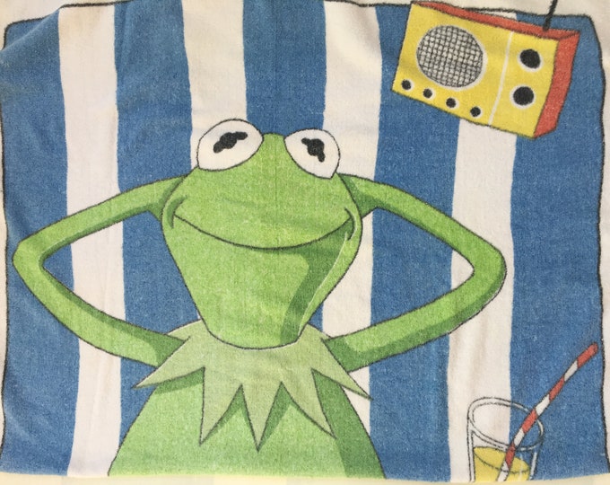 Vintage Kermit the Frog Beach Towel, Muppets Frog Towel by Lady ...