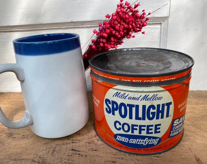 Vintage Spotlight Coffee Tin, Kroger Coffee, Man-satisfying, Coffee ...