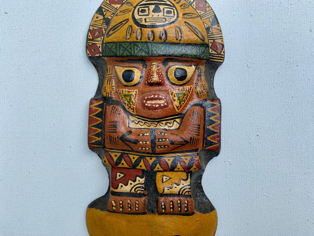 Vintage Incan Man Wall Hanging, Man Cave, Ethnic, Inka Diety, Aztec ...