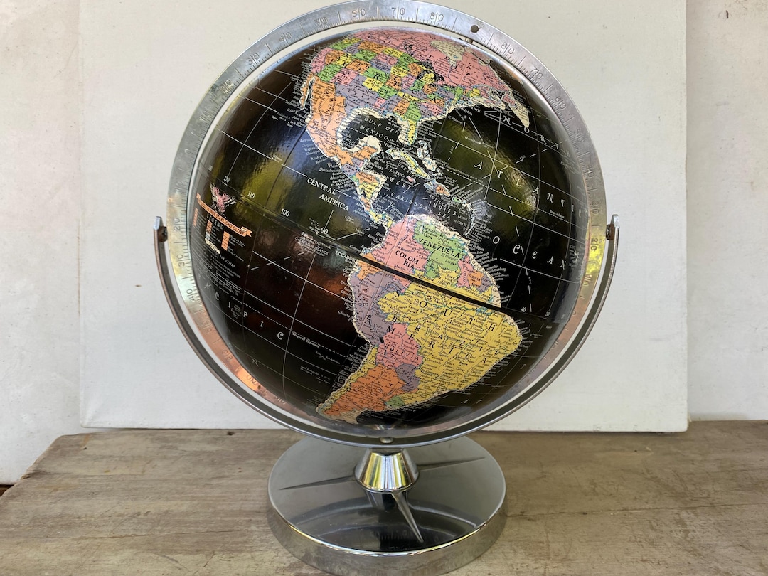 Mid Century Modern Black Globe, Replogle 12" Starlight Globe, Black and ...