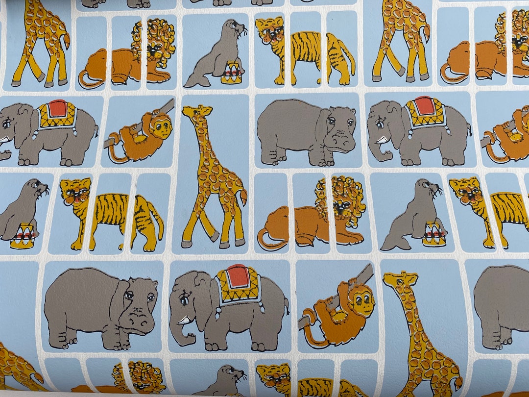 Vintage Animal Wallpaper Roll, Zoo Wallpaper, Juvenile Wall Decor ...