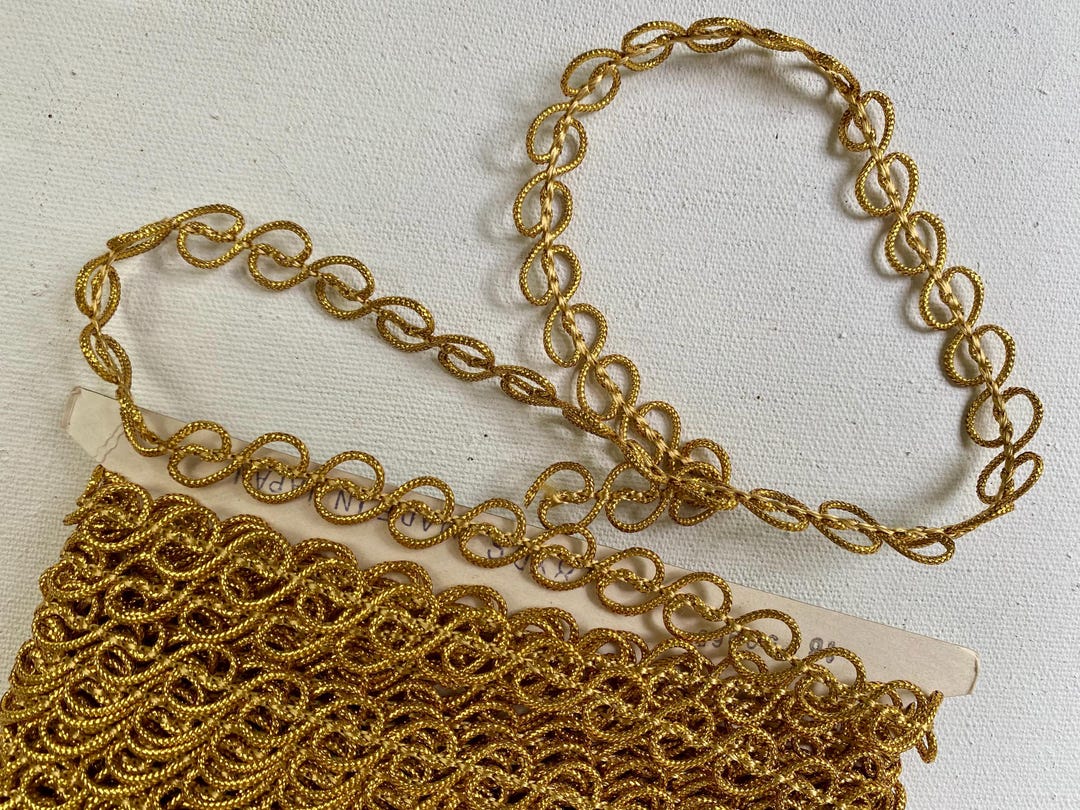 Vintage Gold Trim, Made in Japan, Sewing Trim, Metallic Gold Tone ...