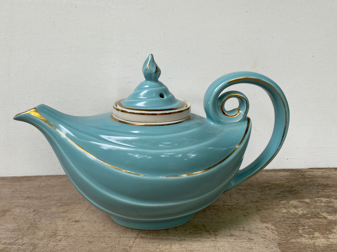 Mid Century Hall Aqua 6 Cup Aladdin Tea Pot, Beautiful Color, MCM Tea ...