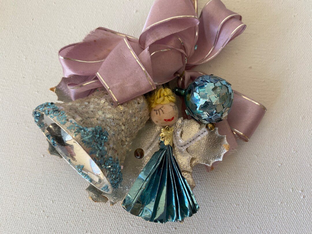 Vintage Holiday Corsage, Christmas Corsage, Aqua Mauve Silver, Blonde ...