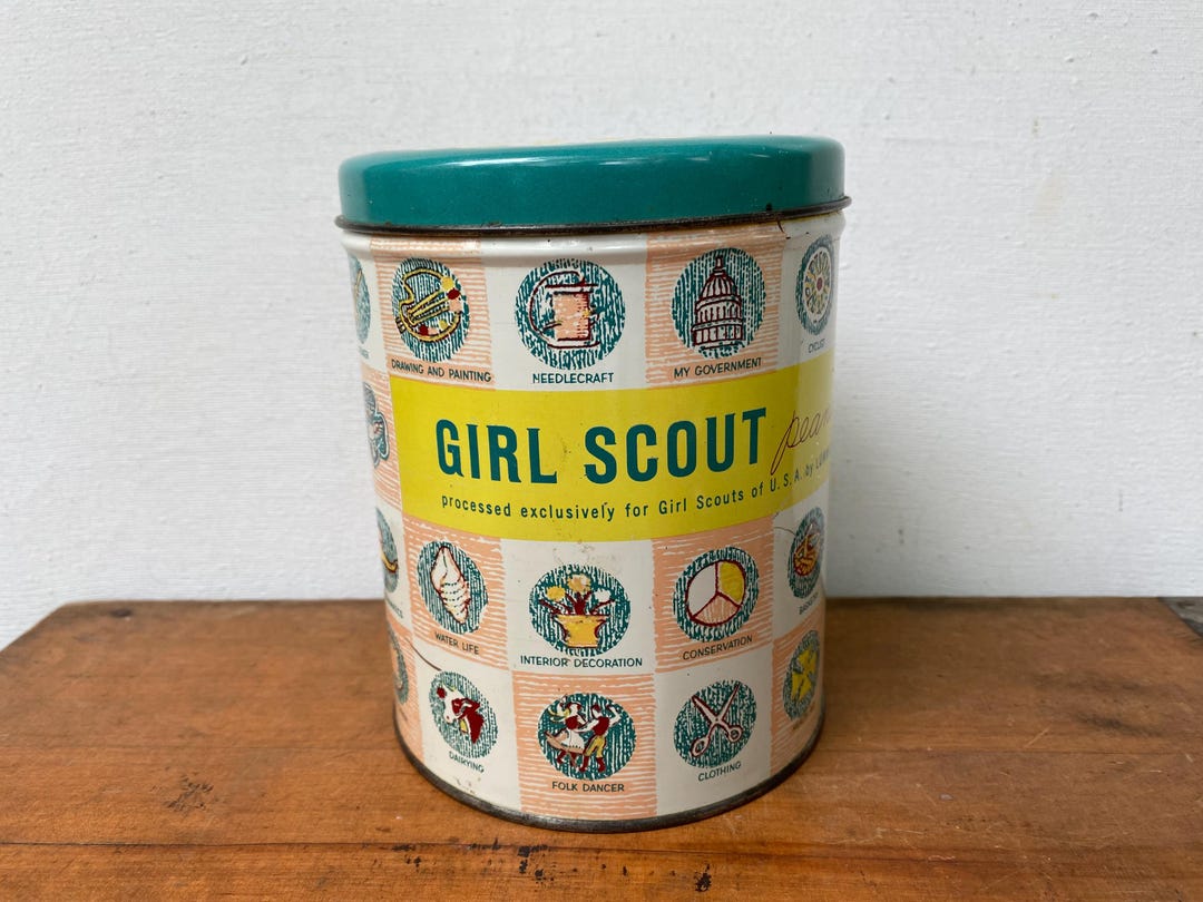 Vintage Girl Scout Peanut Crunch Tin, Fundraiser, GS Achievement ...