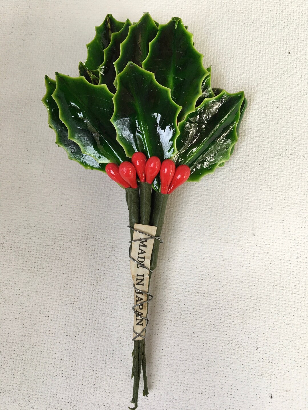 Bundle of 6 Vintage Christmas Lacquered Holly Picks, Glossy, Xmas ...