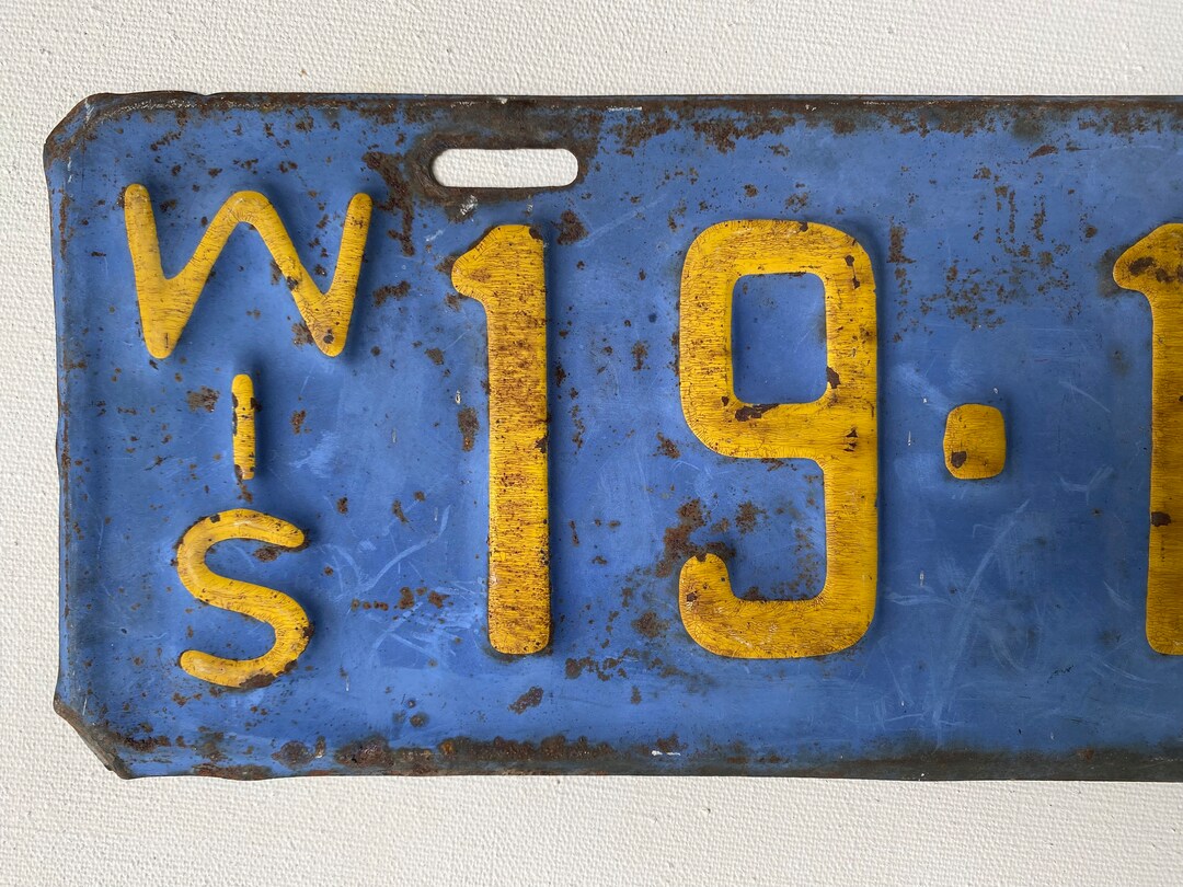 Antique 1931 Wisconsin License Plate, Blue and Yellow, Auto Plate ...