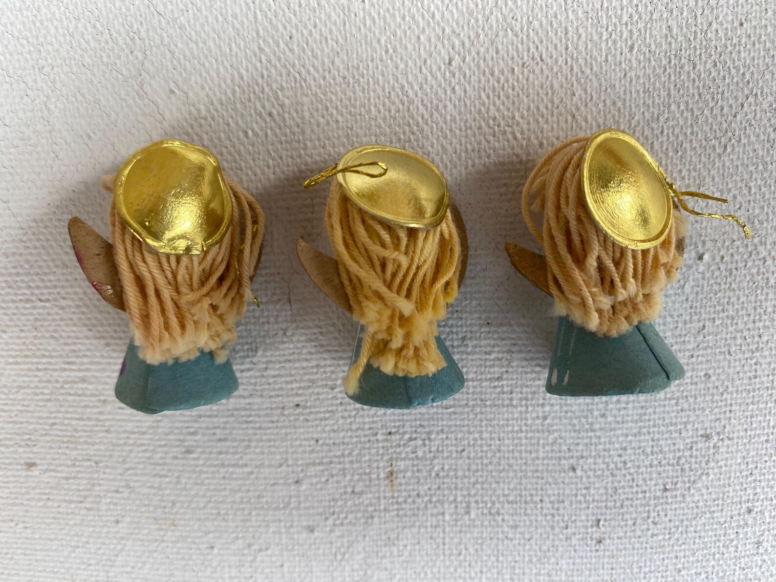 Vintage Wood Angel Figures, Shabby Christmas Cone Angels With Gold Cord ...