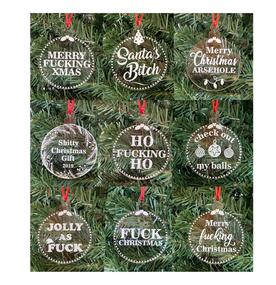 WARNING Bad Christmas Baubles Offensive Rude Baubles Engraved Acrylic ...