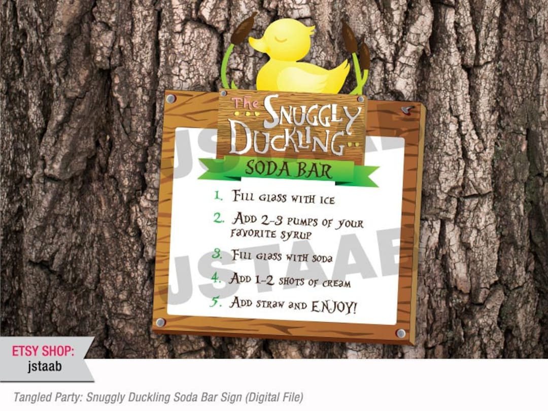 Tangled Party: Snuggly Duckling Soda Bar Sign (digital File) - Etsy