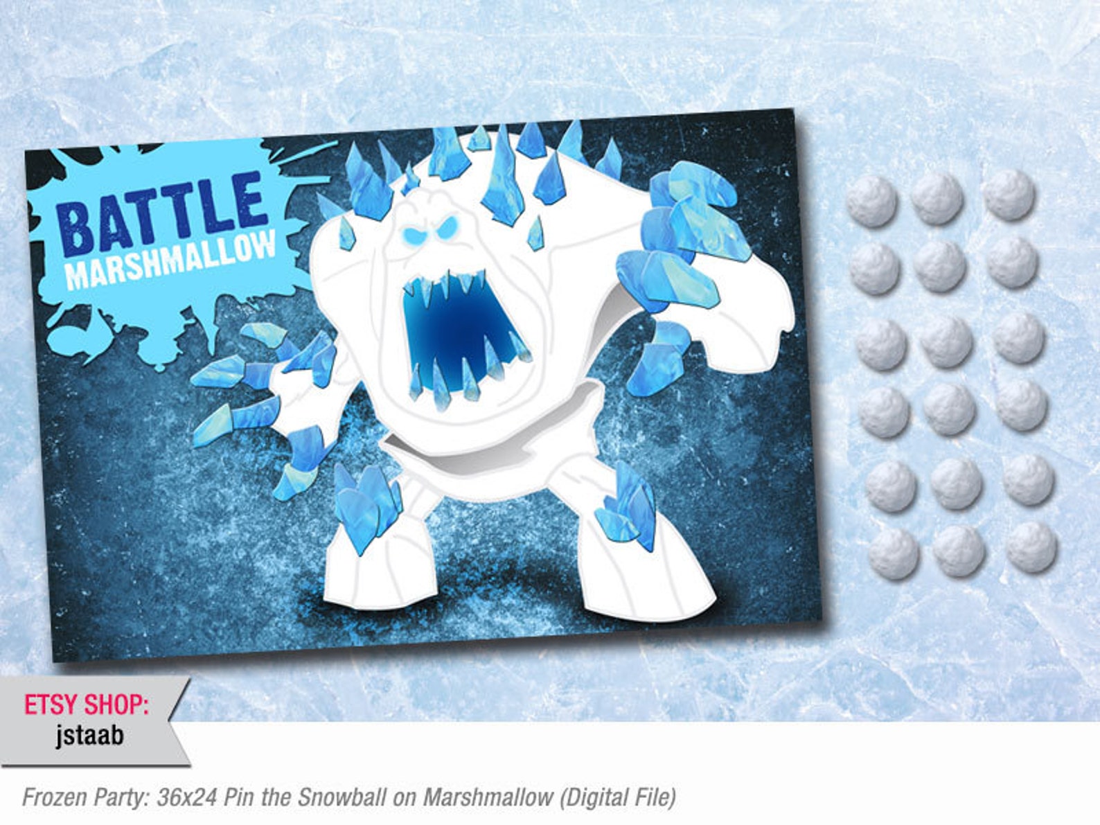 36x24 Frozen Party Game: Pin the Snowball on Marshmallow Game - Etsy
