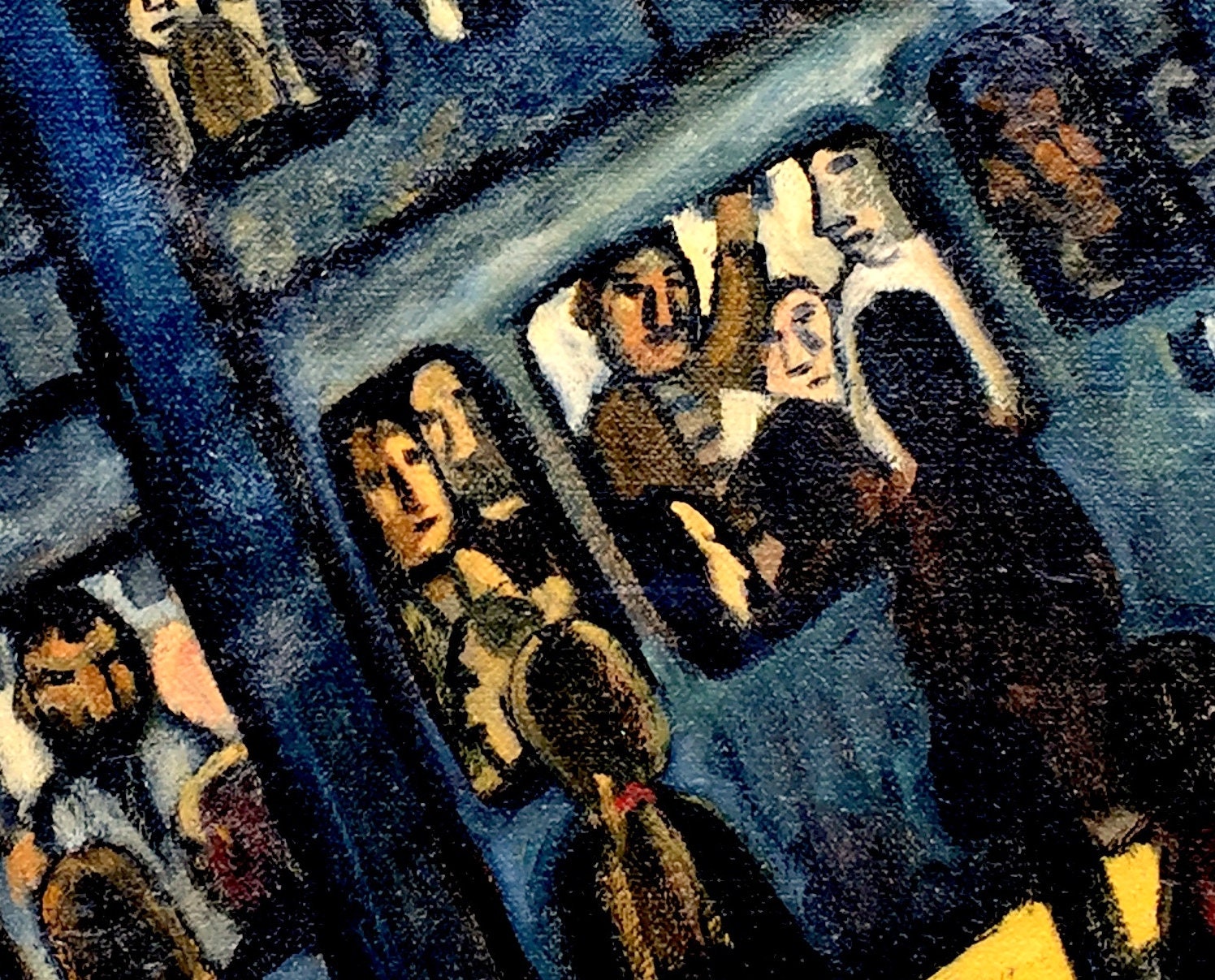 Large Original Subway Painting NYC Blues 24x28 Oil on - Etsy