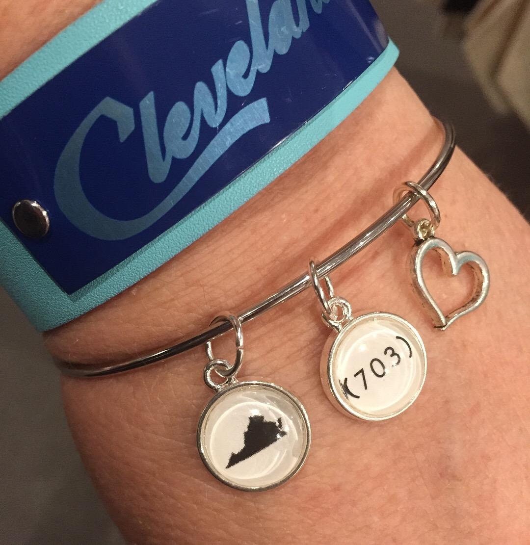 Virginia 703 Area Code Bangle Charm Bracelet - Etsy