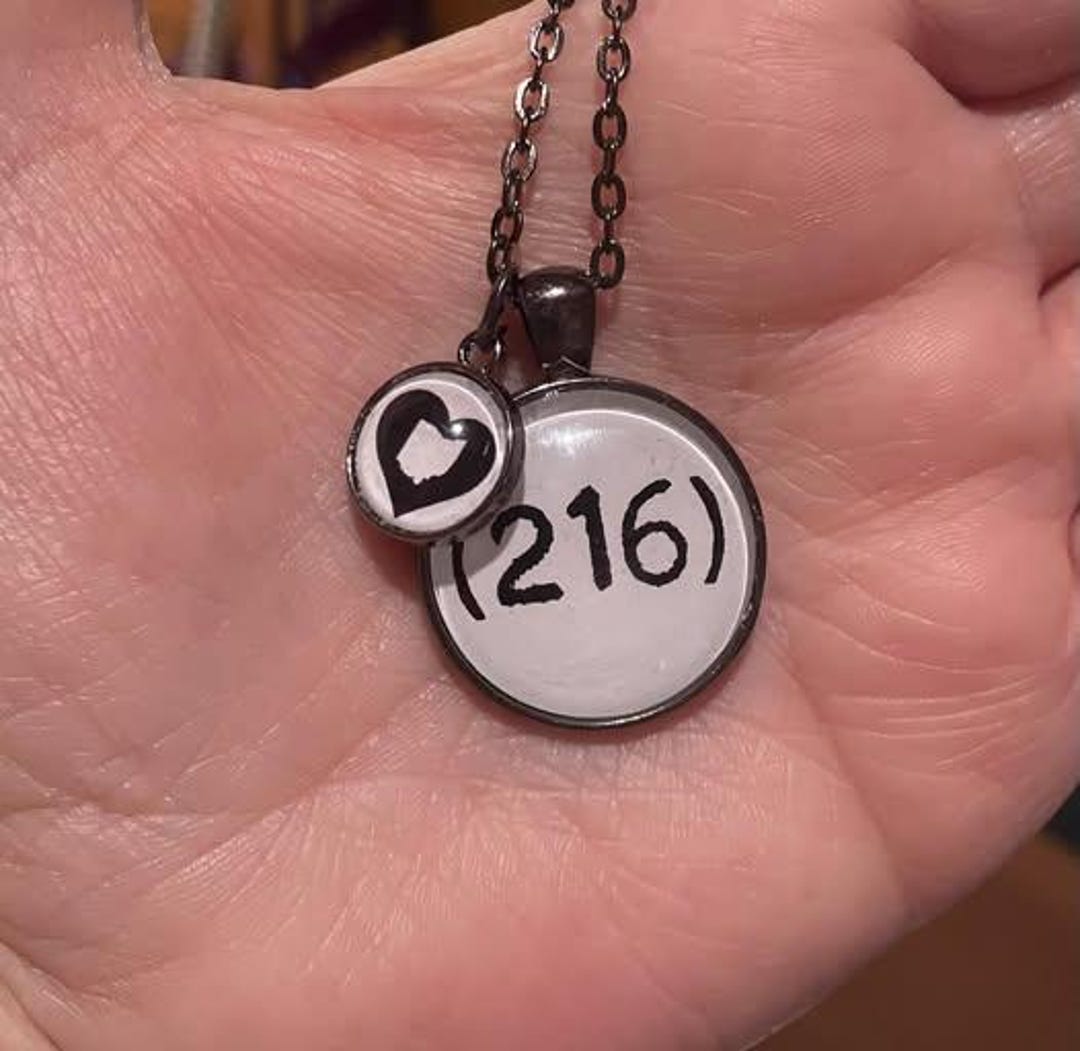216 Area Code Necklace With Heart Ohio Dangler Charm - Etsy