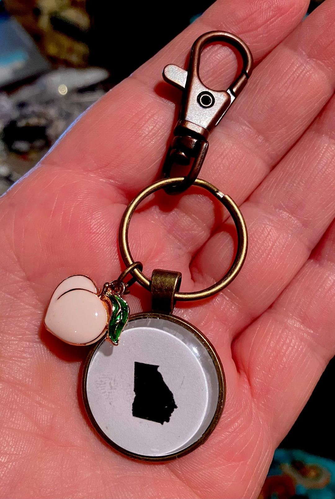 Georgia Peach Keychain - Etsy