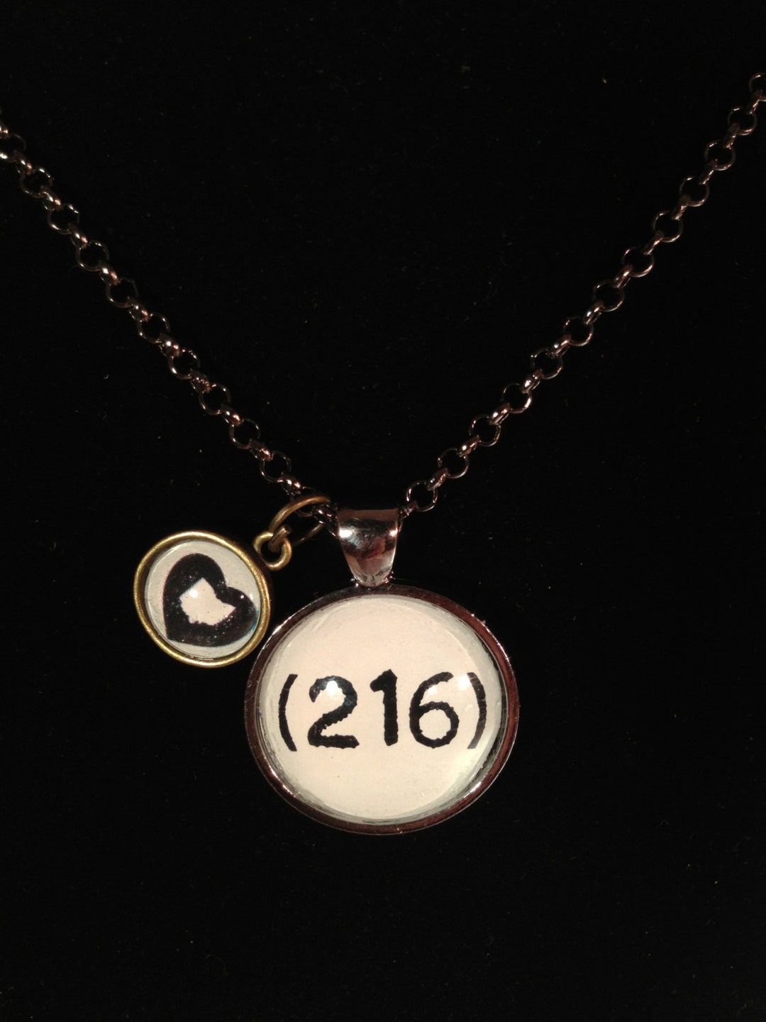216 Area Code Necklace With Heart Ohio Dangler Charm - Etsy