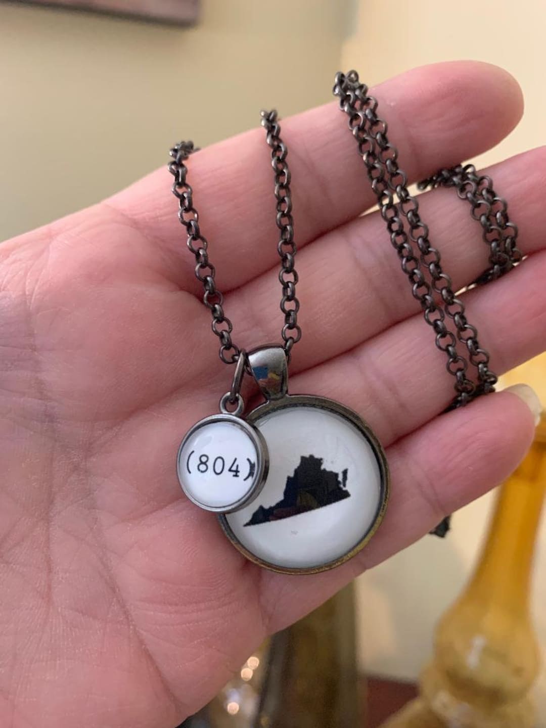 Richmond Virginia 804 Area Code Necklace With 24 Inch Rolo Chain - Etsy