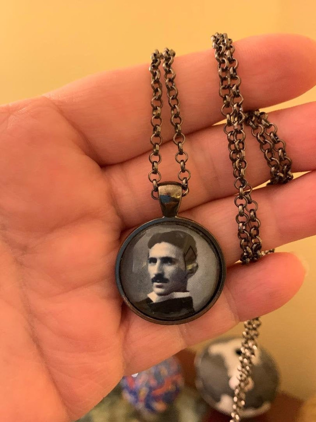 Nikola Tesla Pendant With Gunmetal Rolo Chain - Etsy