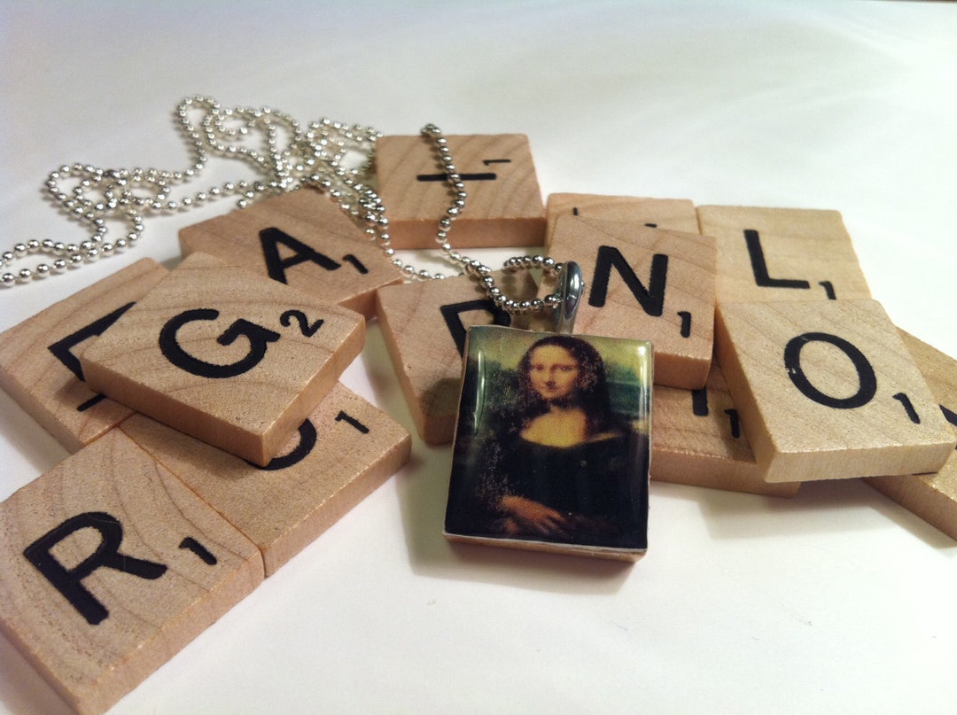 Mona Lisa Scrabble Tile Pendant With Ball Chain Necklace - Etsy