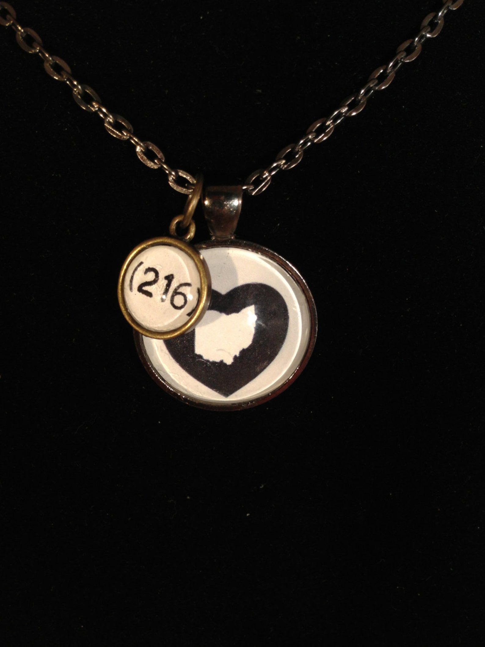 Heart Ohio Necklace With 216 Area Code Dangler Charm | Etsy