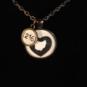 Heart Ohio Necklace With 216 Area Code Dangler Charm - Etsy