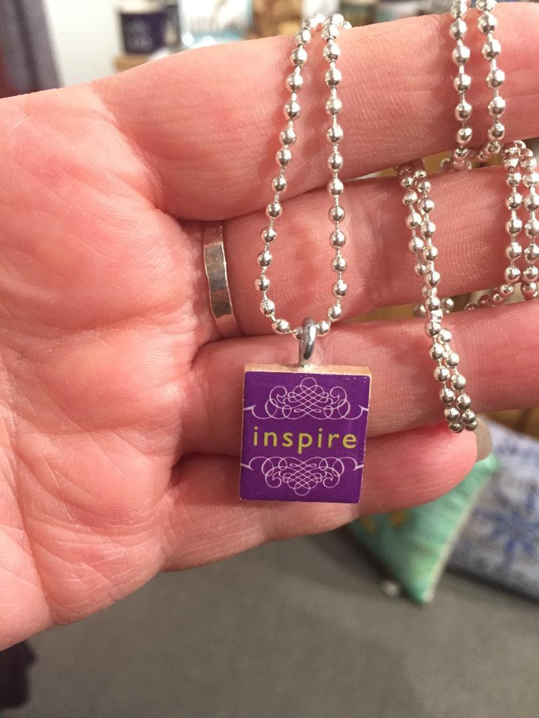 Inspire Scrabble Pendant With Silver Plated Ball Chain - Etsy