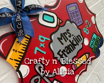 Math Teacher Door Hanger | Teacher Wreath | Classroom Door Hanger ...