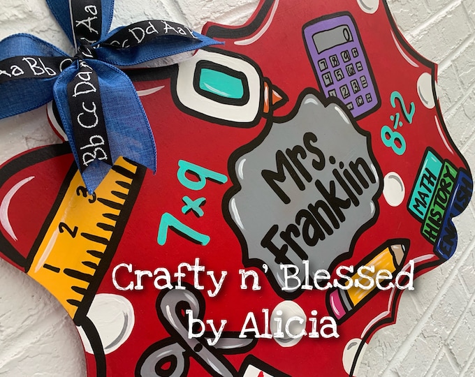 Personalized Math Teacher Door Hanger - Etsy