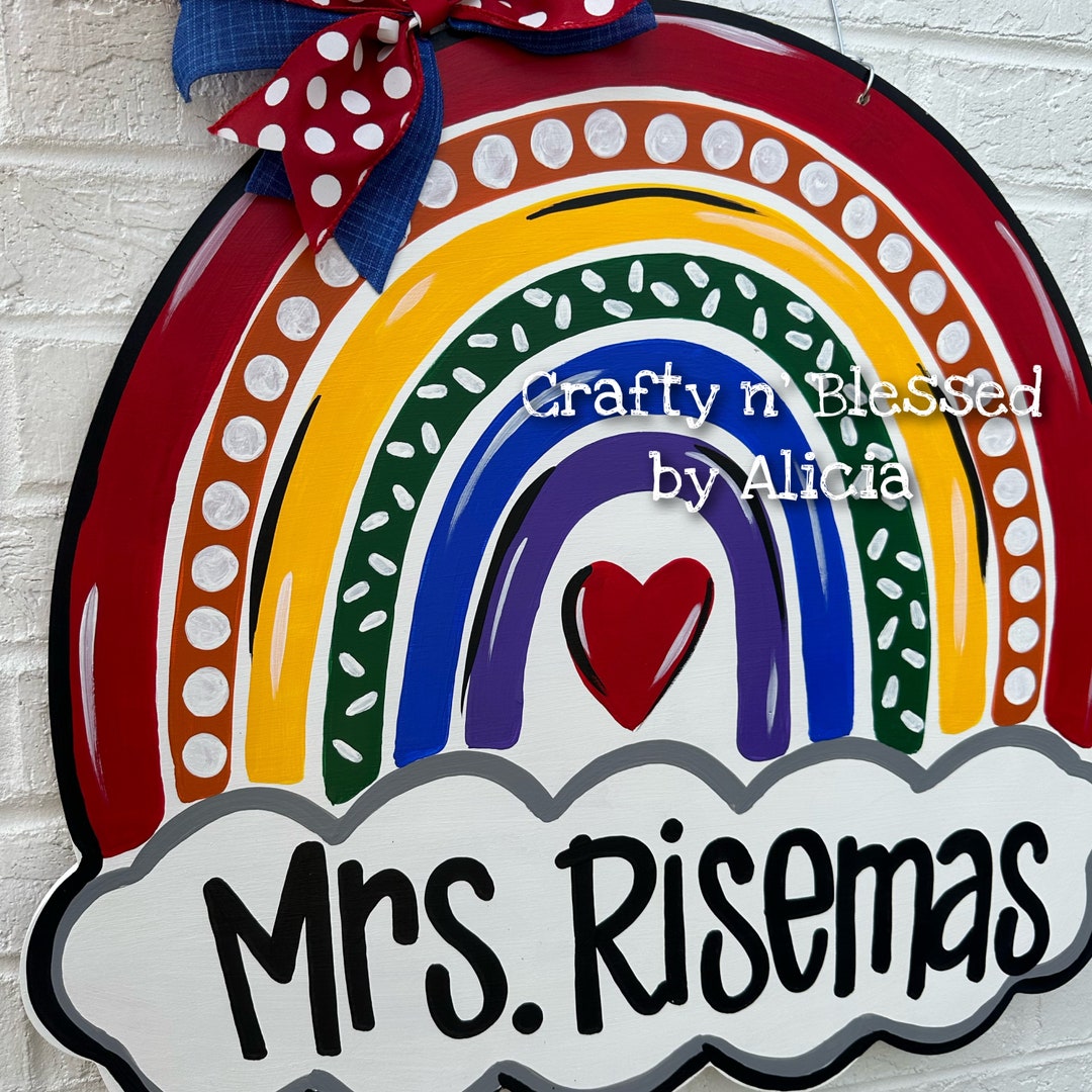 Personalized Rainbow Teacher Door Hanger - Etsy