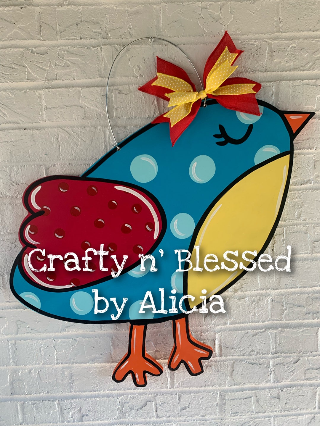 Polka Dot Blue Bird Custom Door Hanger - Etsy