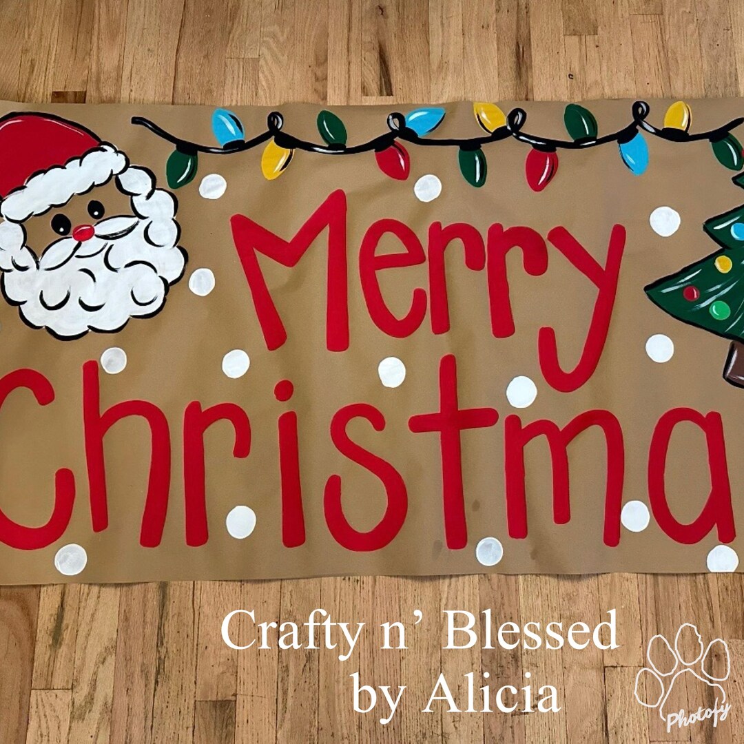 Personalized Custom Hand Painted Merry Christmas Banner Made to Order ...