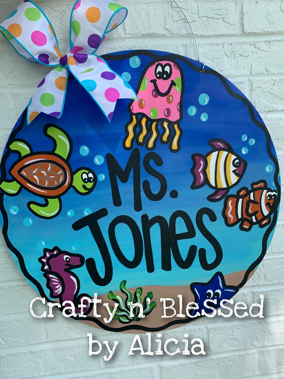 Colorful Ocean Teacher Custom Door Hanger - Etsy