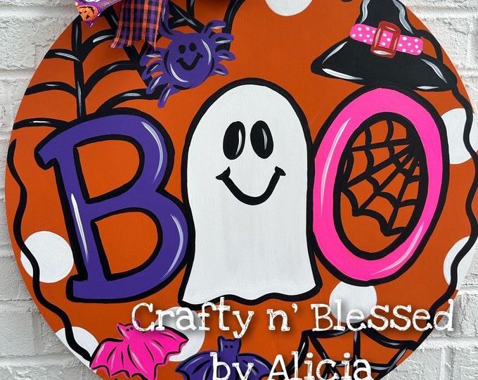 Boo Circle Personalized Door Hanger - Etsy